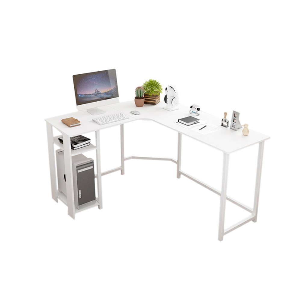 Home Office L-shaped Desk With Storage Shelves Corner Computer Table ...